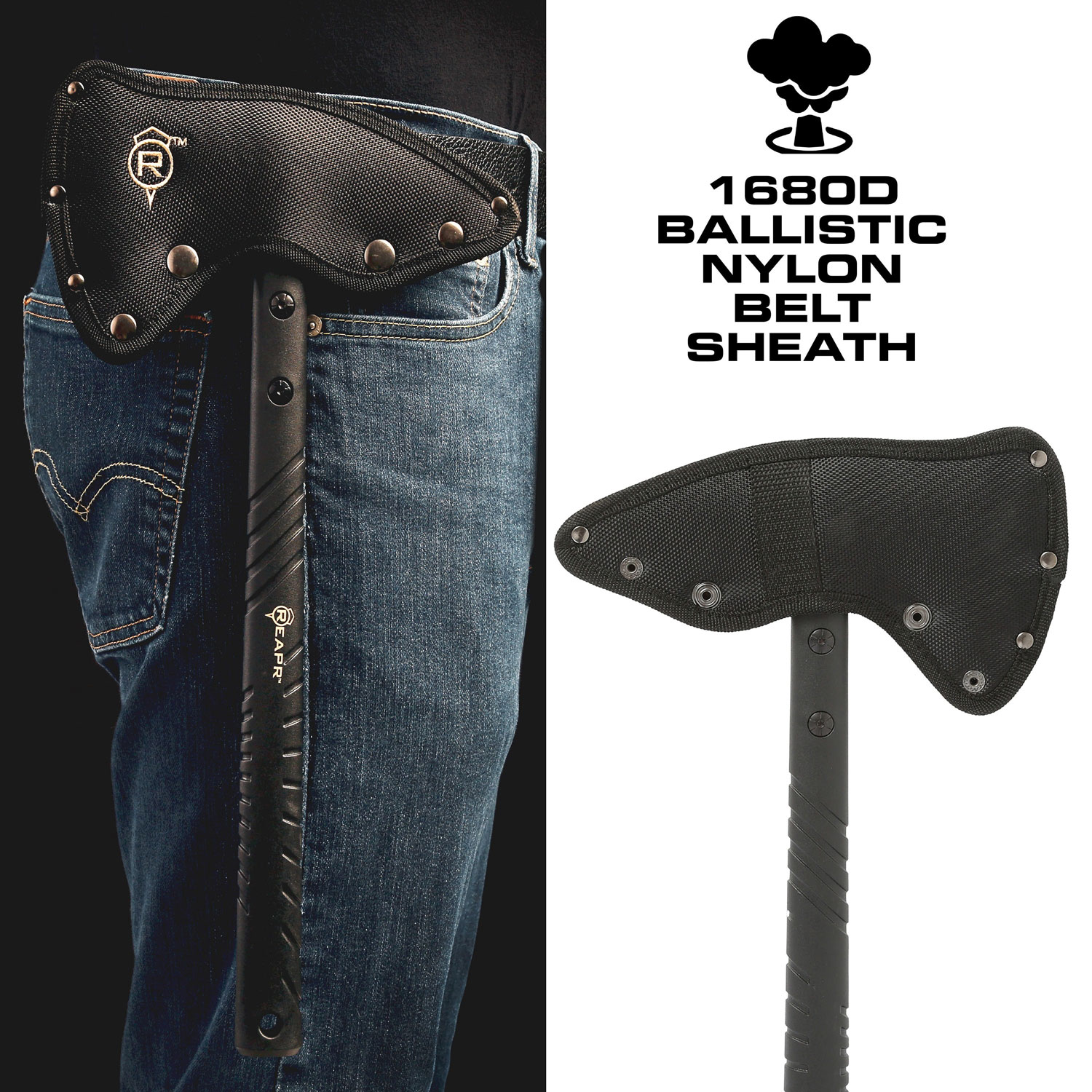 Reapr 11000 TAC Hawk Axe 15.75" Overall, Black Tomahawk Blade with ...