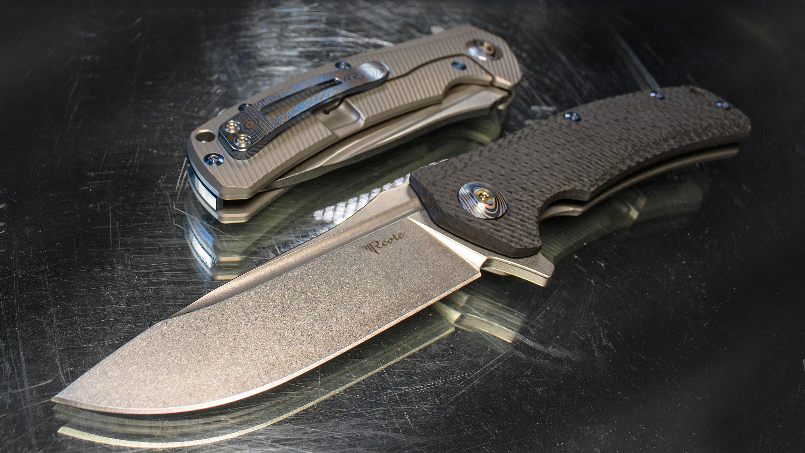 Reate Knives Horizon-D Folding 3.75" M390 Stonewashed Plain Blade ...