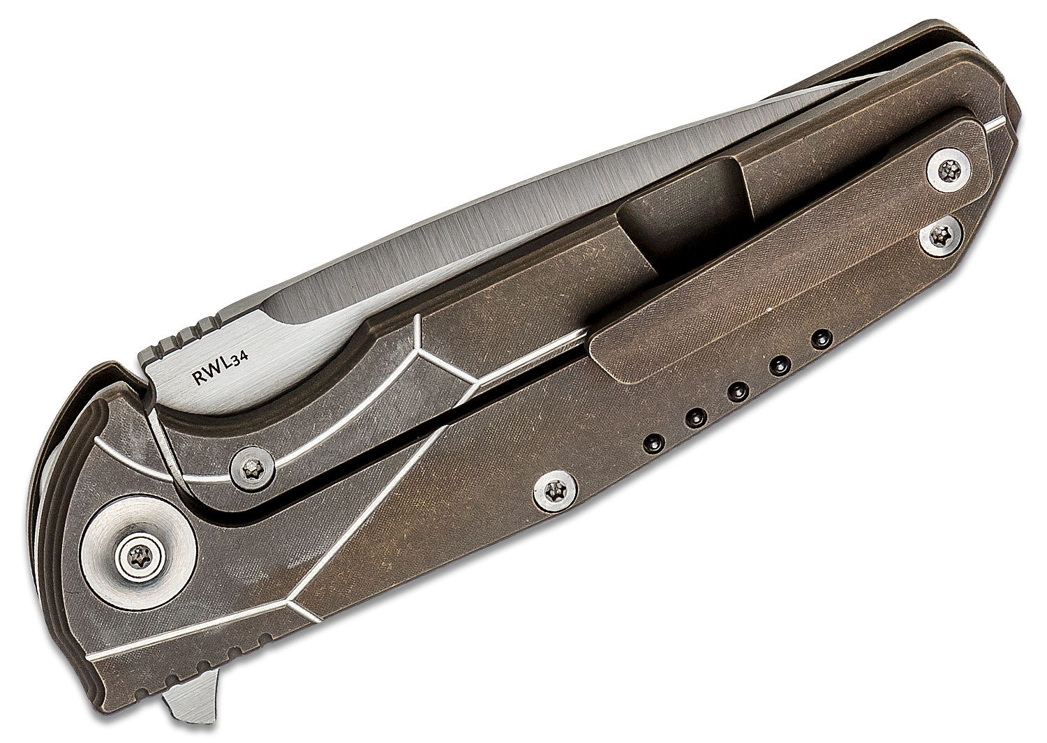 Reate Knives K-4 Flipper 3.75" RWL-34 Compound Tanto Blade, Bronze ...