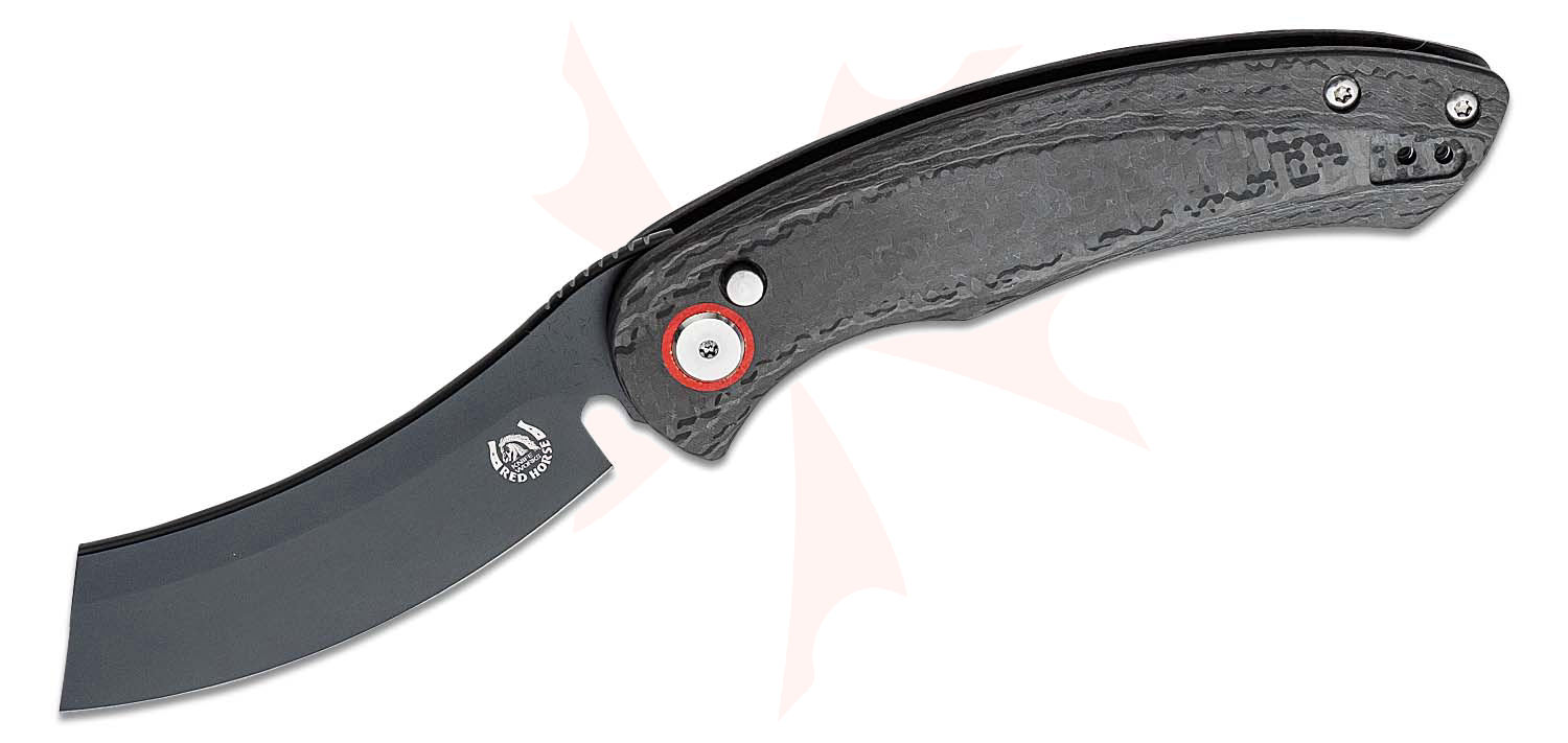 Red Horse Hell Razor P AUTO Folding Knife 3.625" S35VN Black PVD Plain ...