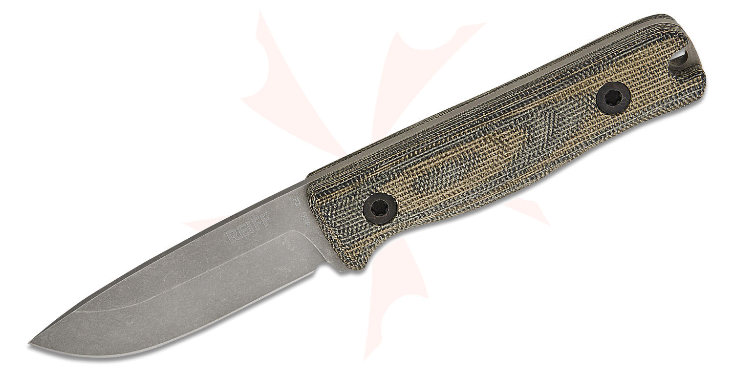 Reiff Knives F3 EDC Fixed Blade Knife 2.9" CPM-3V Matte Stonewashed ...