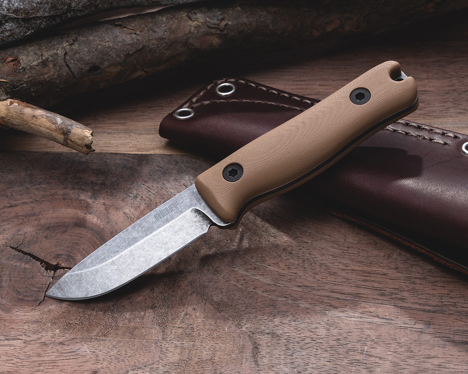 Reiff Knives F3 EDC Fixed Blade Knife 2.9" CPM-3V Acid Stonewashed Drop ...