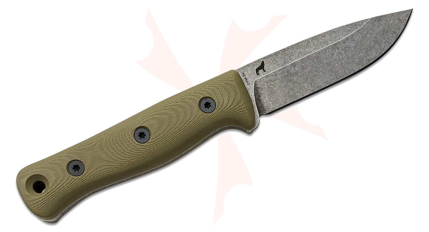 Reiff Knives F4 Bushcraft Fixed Blade Knife 4" CPM-3V Acid Stonewashed ...