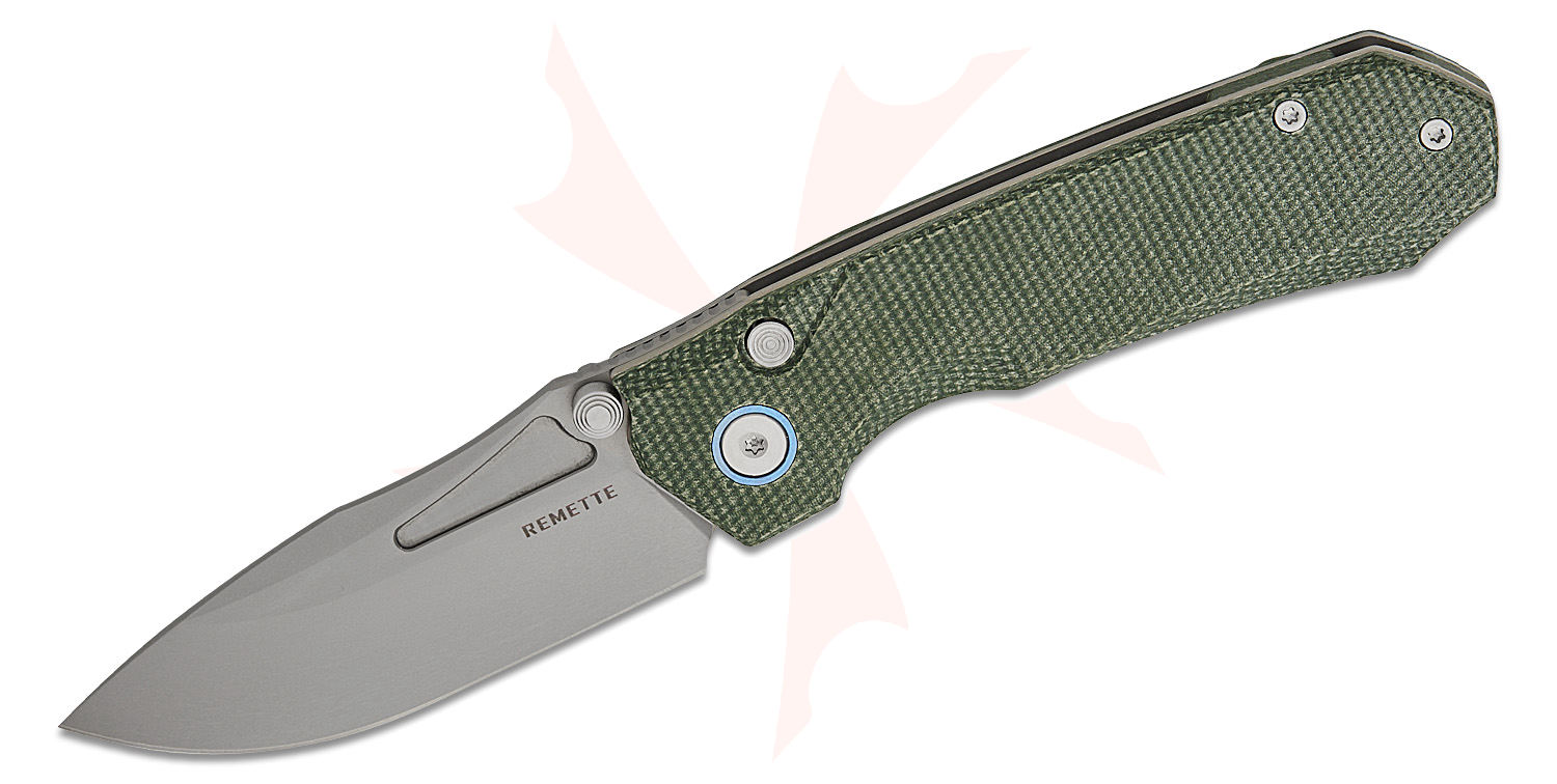 Remette Knives Rhino Front Flipper Knife 3.07" 14C28N Stonewashed Drop ...