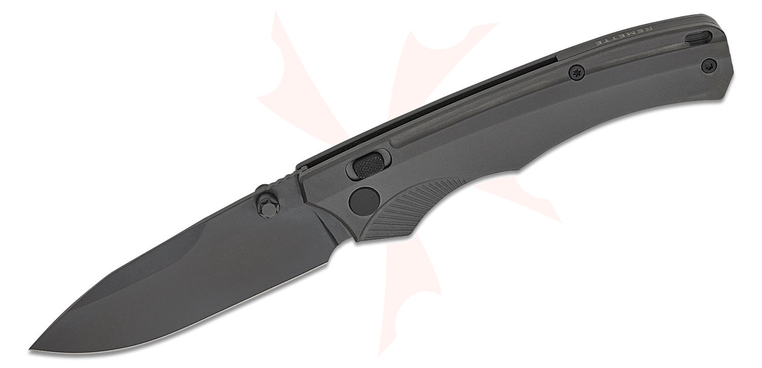 Remette Knives WD107 Button Lock Folding Knife 3.22" M390 Black DLC ...