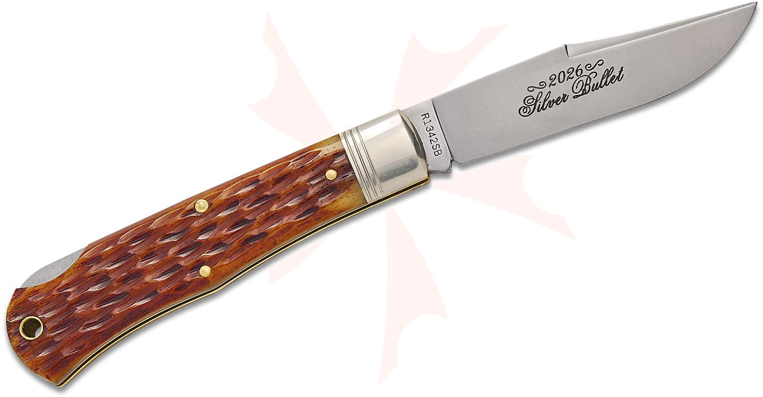 Remington 2026 "In The Hunt" Silver Bullet Lockback Folding Knife 3.375" 1095 Carbon Satin Clip ...