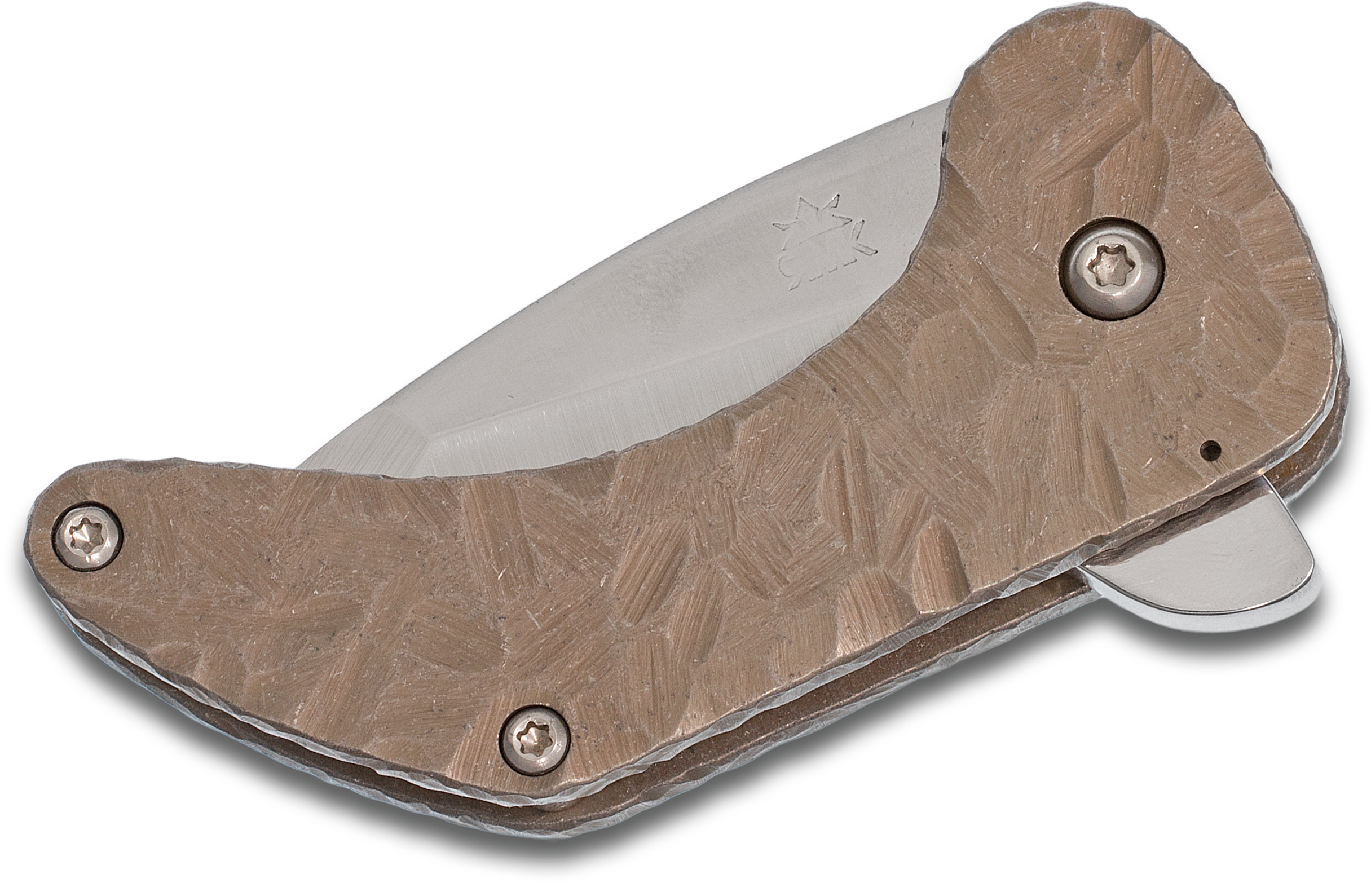 RichMade Knives Custom Small Vampire Killer Flipper 2.375" Polished O-1 Tool Steel Blade, Bronze ...