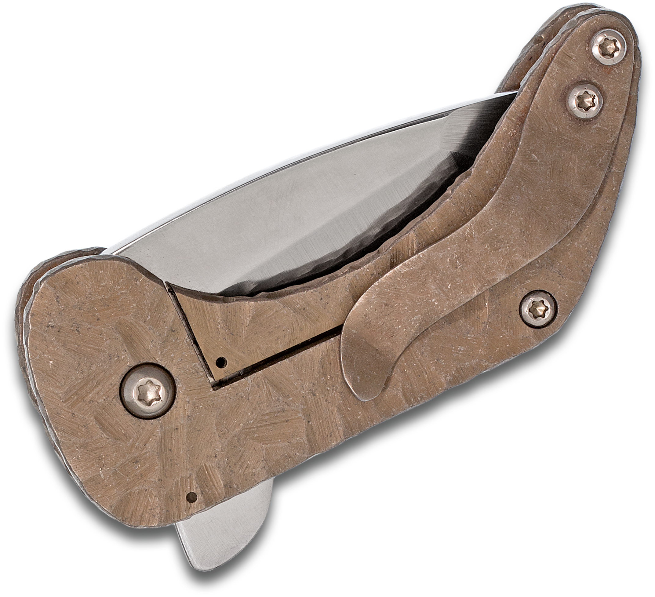 RichMade Knives Custom Small Vampire Killer Flipper 2.375" Polished O-1 Tool Steel Blade, Bronze ...