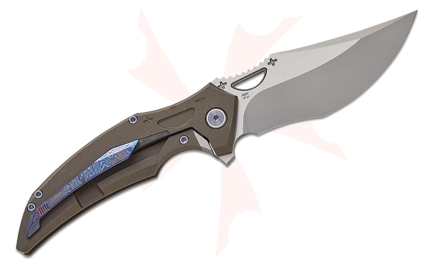Rike Knife S05-DG V2 Frame Lock Flipper Knife 3.54" M390 Two-Tone Bead ...