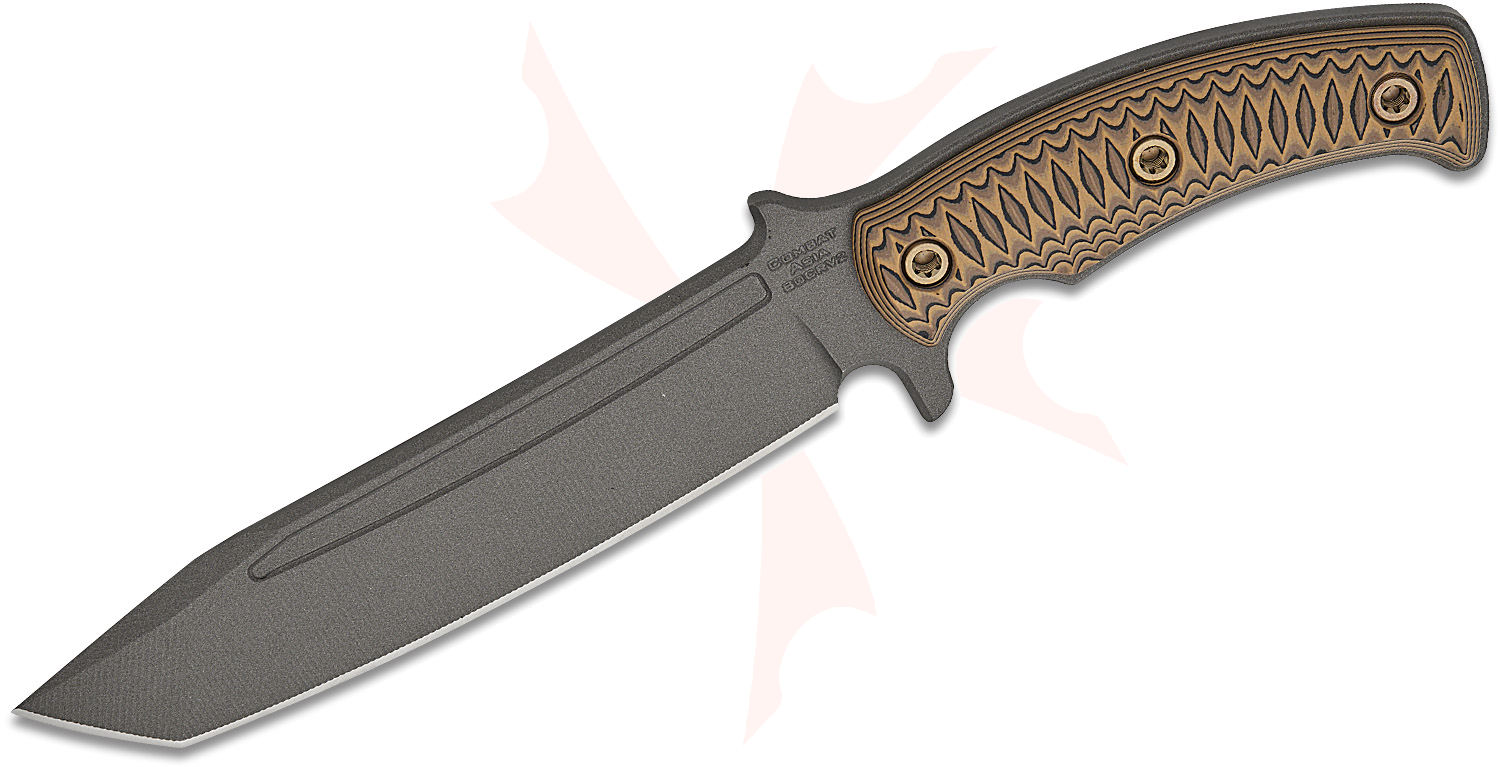 RMJ Tactical Combat Asia Fixed Blade Knife 7.125" 80CRV2 Tungsten Tanto ...