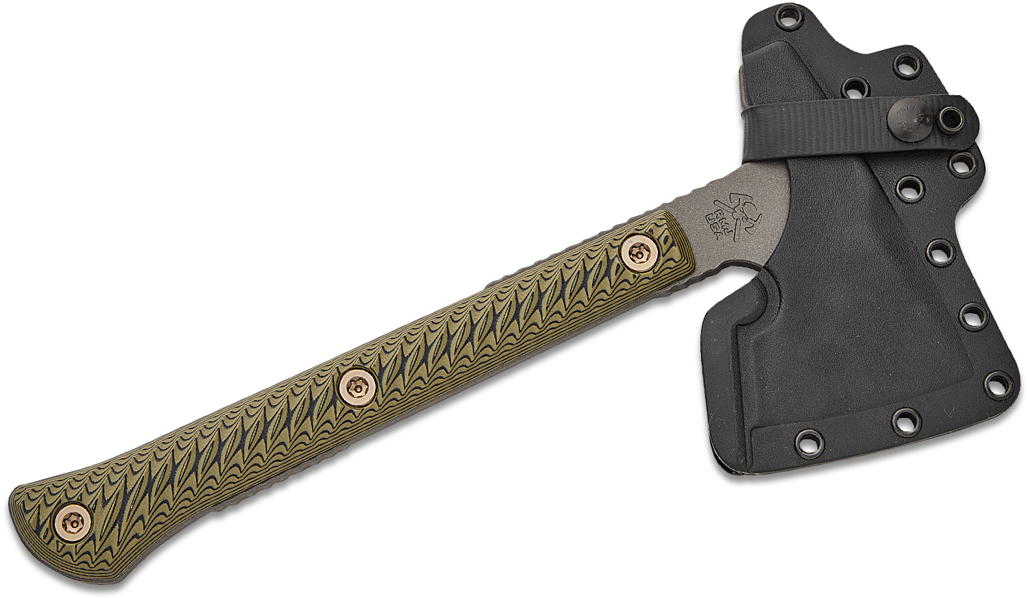 RMJ Tactical Jenny Wren Hammer Poll Tomahawk 11.5" Overall, Tungsten Cerakote, Dirty Olive G10 ...