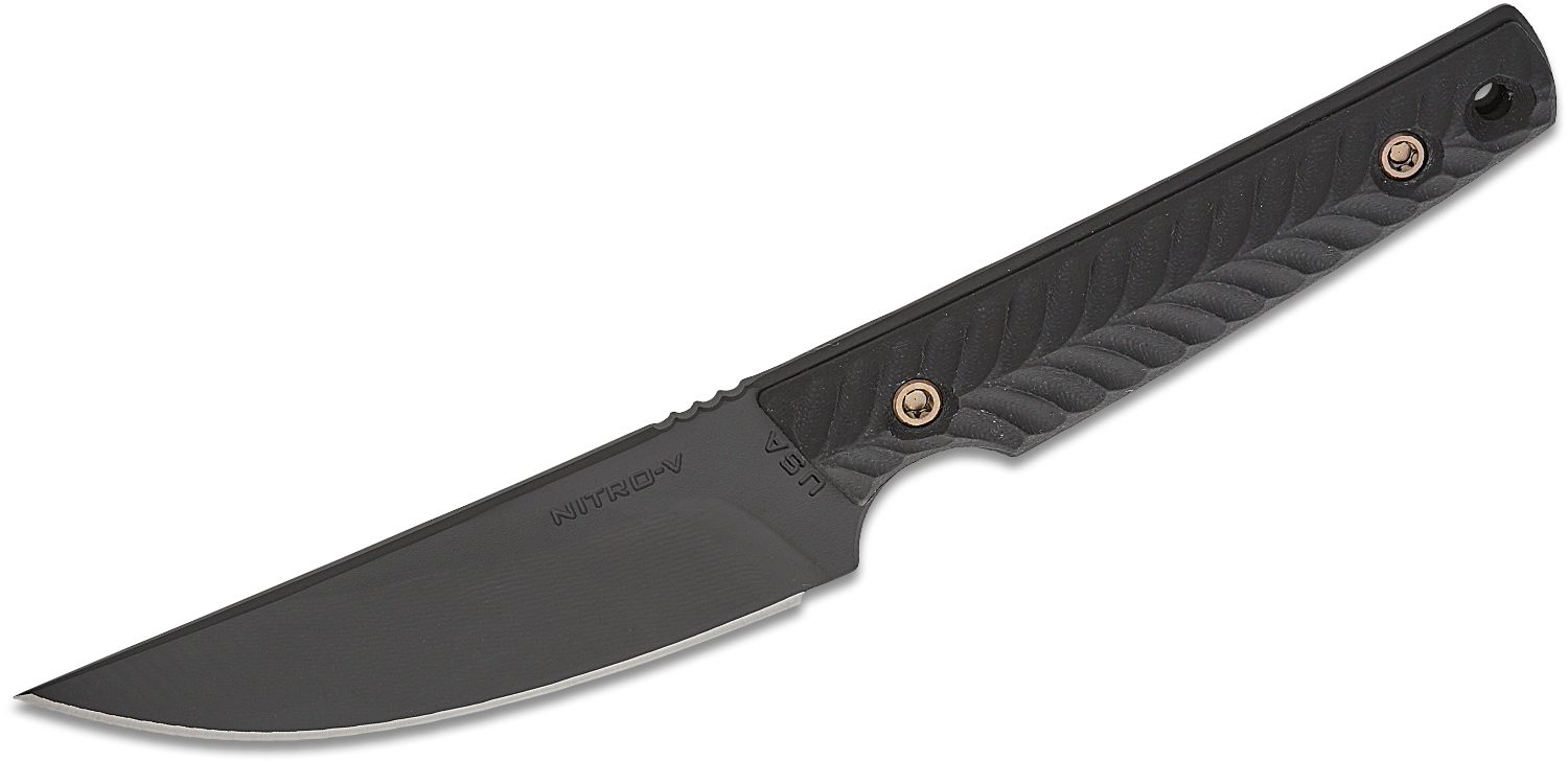 RMJ Tactical Unmei Fixed Blade Knife 4" Nitro-V Graphite Black Cerakote ...