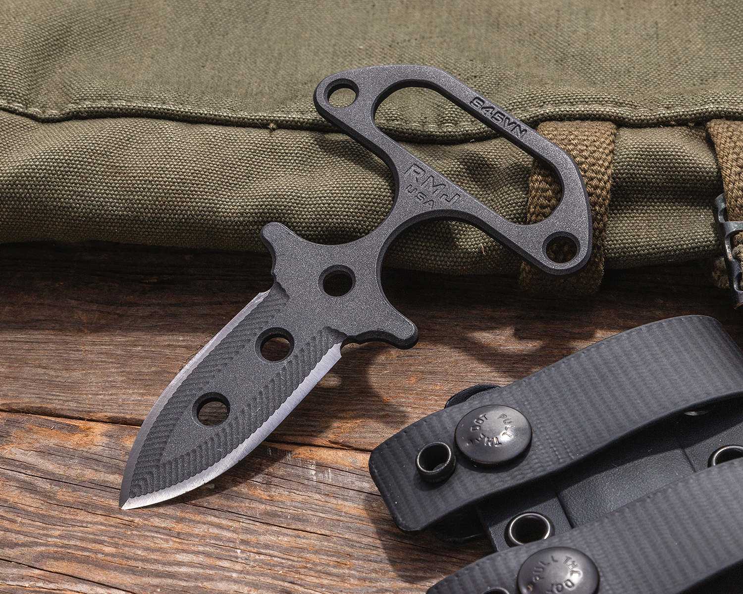 RMJ Tactical Push Dagger 2.25" Cobalt Black S45VN Double Edge Blade and ...