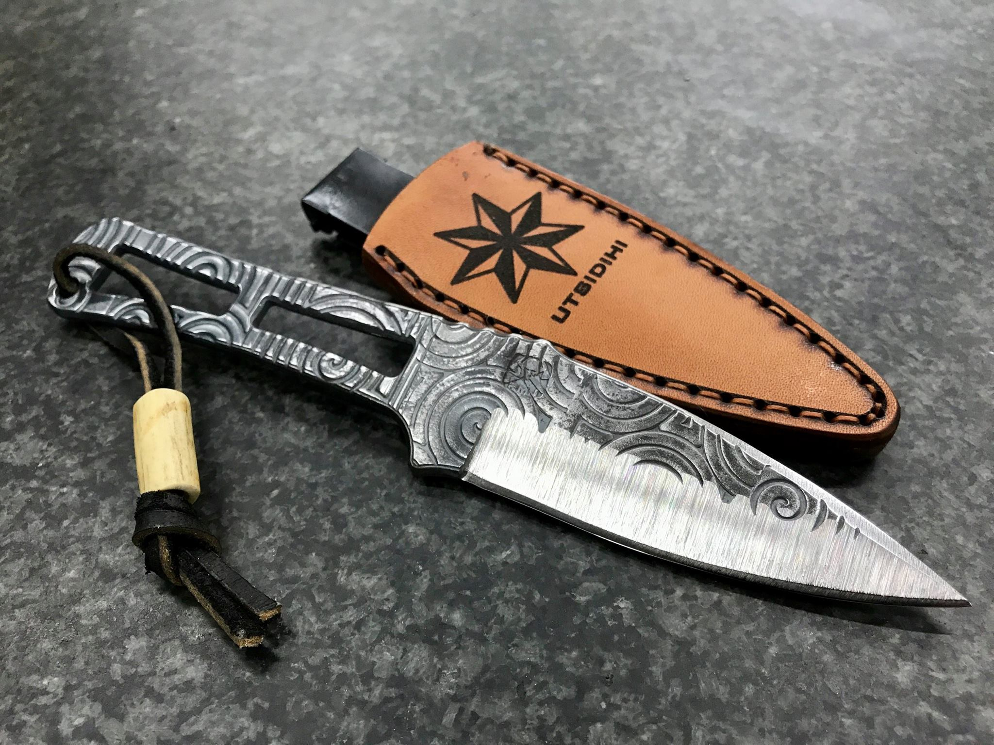 RMJ Tactical Custom Forged Utsidihi Fixed 3.75" Triskele Nitro-V ...