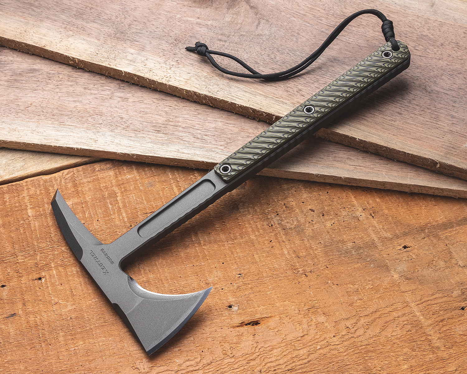 RMJ Tactical Kestrel Tomahawk 13" Overall, Tungsten Cerakote, Scallop ...
