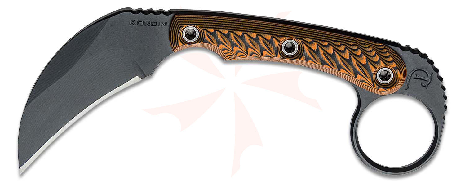 RMJ Tactical Korbin Karambit Fixed Blade Knife 2.875" S45VN Black ...