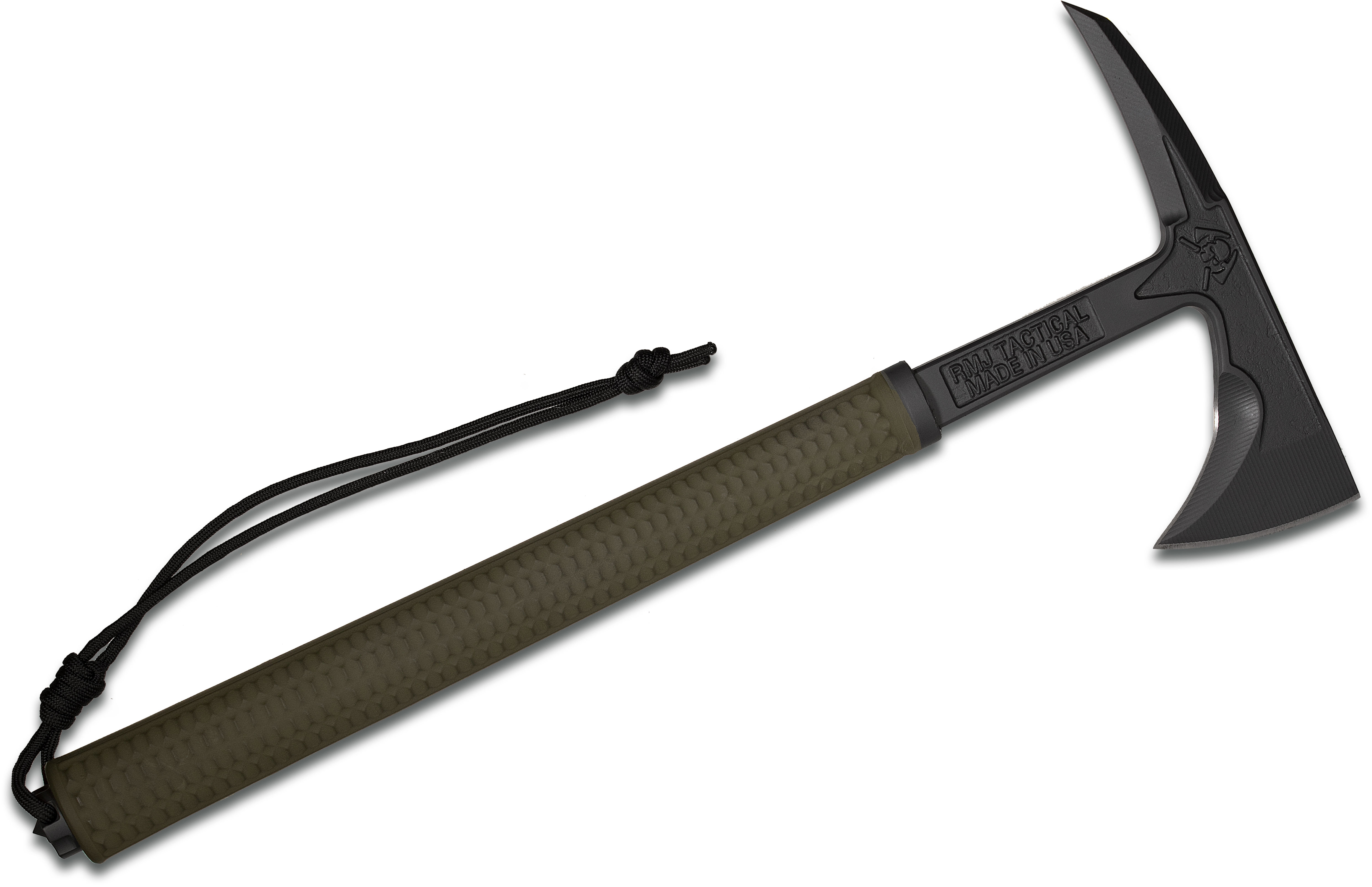 RMJ Tactical S13 Shrike Tomahawk 13.5" Overall, OD Green Rubber Handle ...
