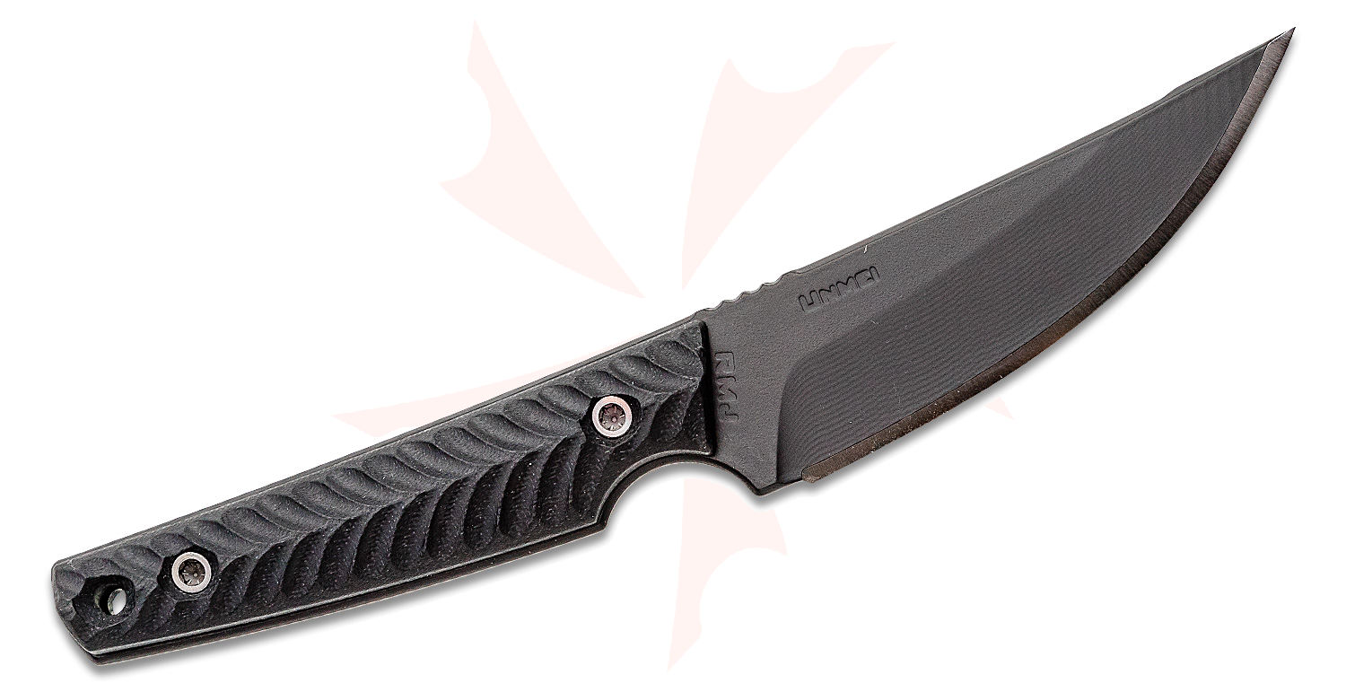 RMJ Tactical Unmei Fixed Blade Knife 4" Nitro-V Graphite Black Cerakote ...