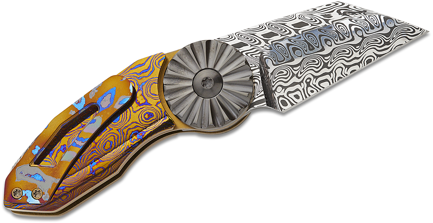 Rod Olson Custom JV Microburst V2 Flipper Knife 2.25" Bifrost Damasteel ...