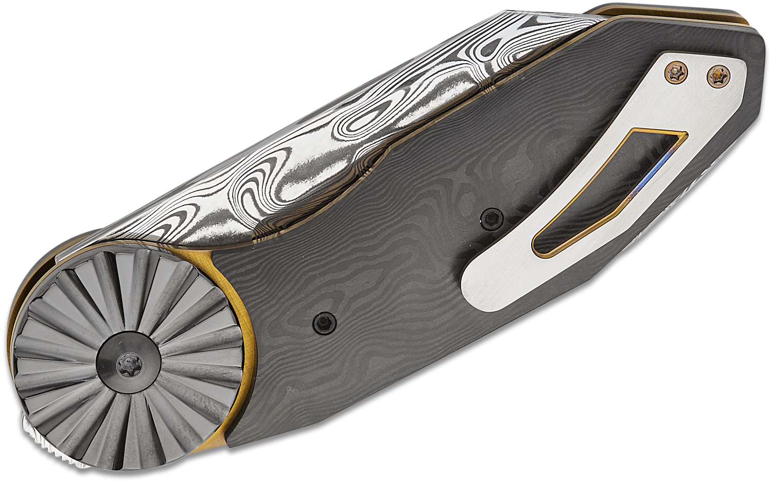 Rod Olson Custom JV Megaburst Flipper Knife 3.375" Thor Damasteel ...