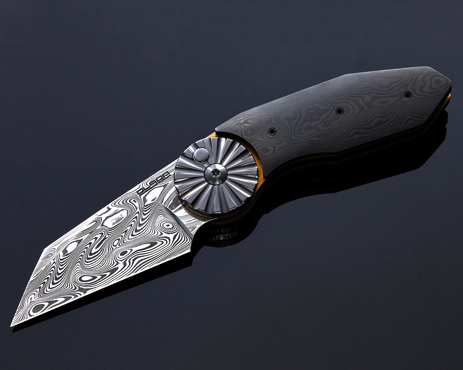 Rod Olson Custom JV Megaburst Flipper Knife 3.375" Thor Damasteel ...