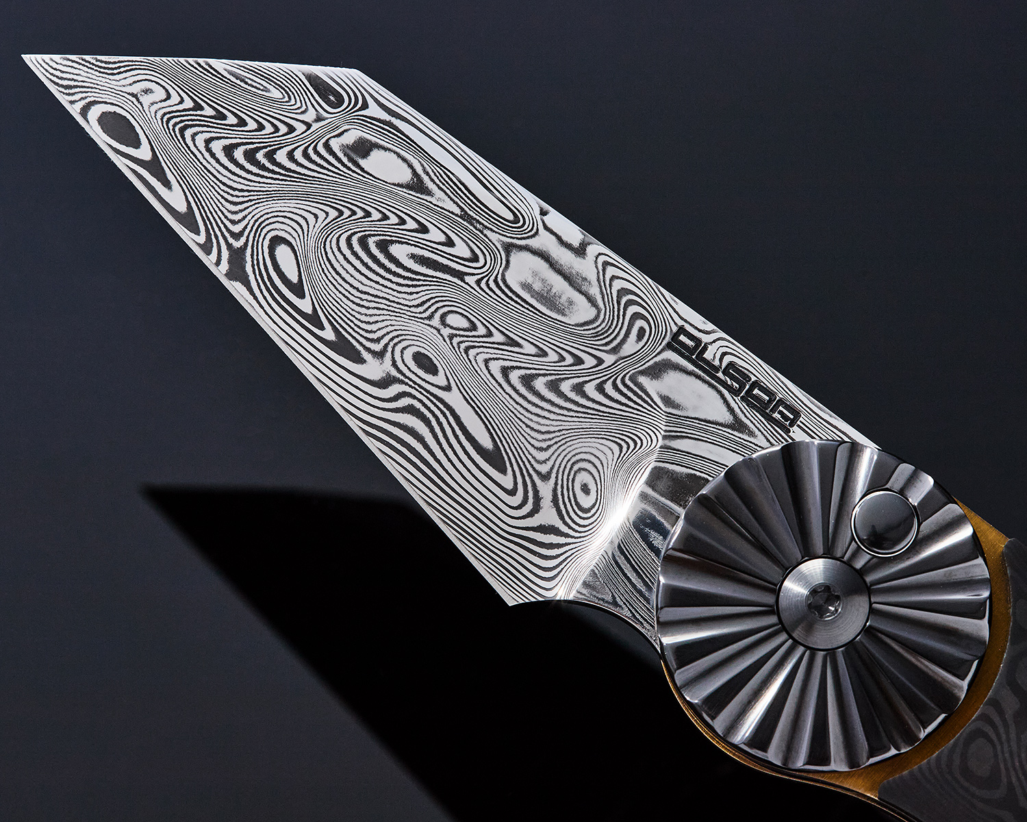 Rod Olson Custom JV Megaburst Flipper Knife 3.375" Thor Damasteel ...