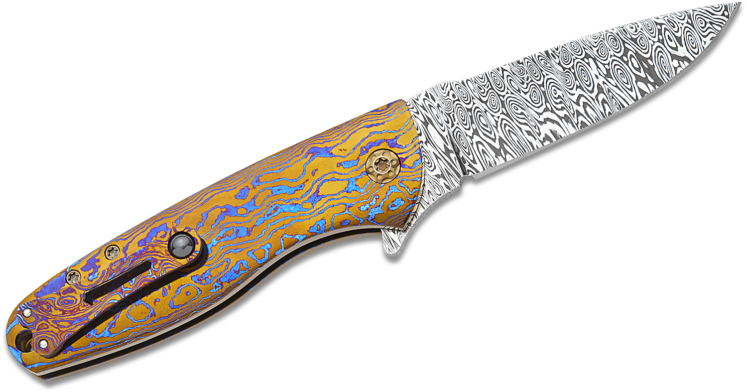 Rod Olson Custom Urban Tac Flipper Knife 3.125" Heimskringla Damasteel ...