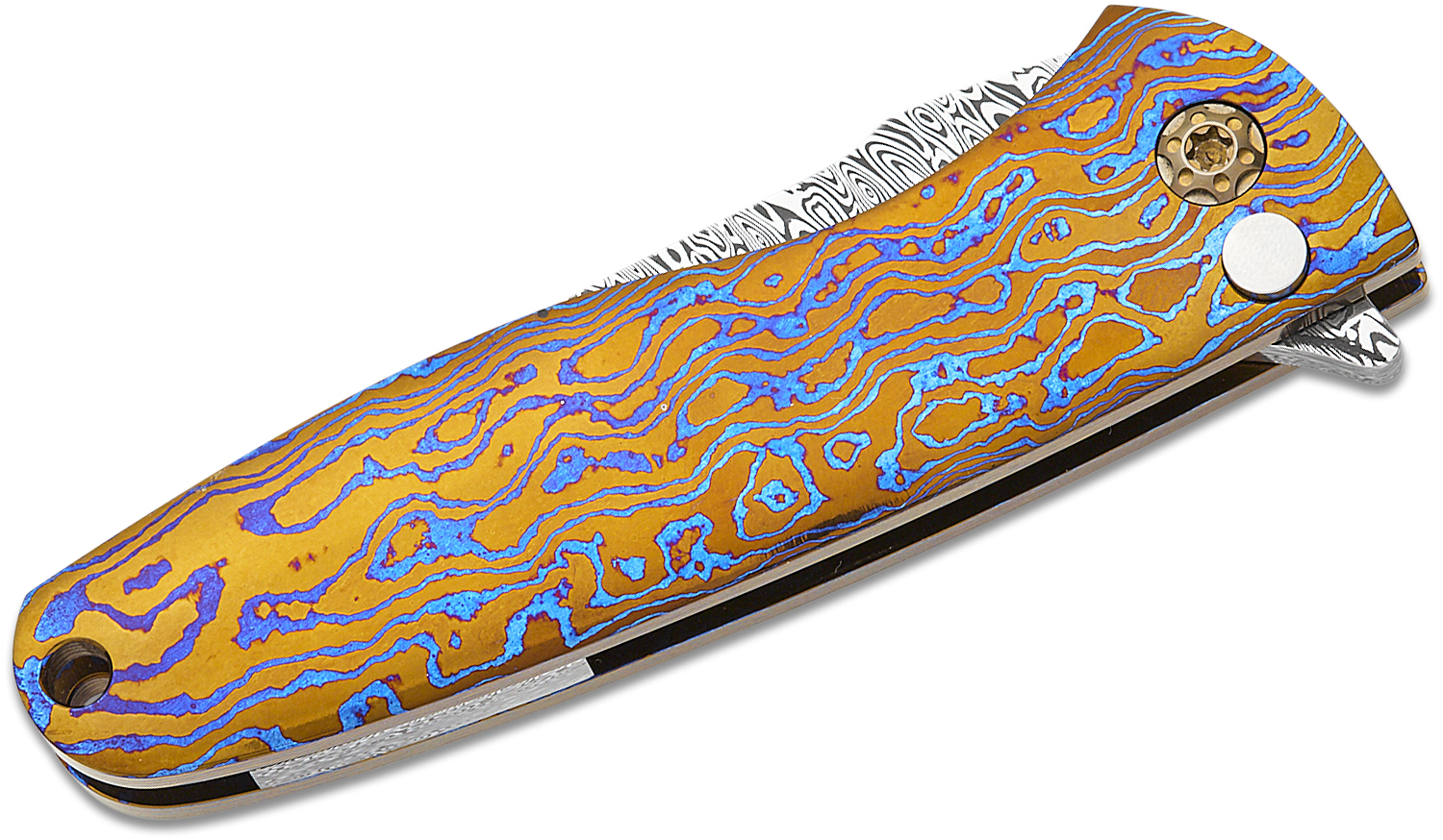 Rod Olson Custom Urban Tac Flipper Knife 3.125" Heimskringla Damasteel ...