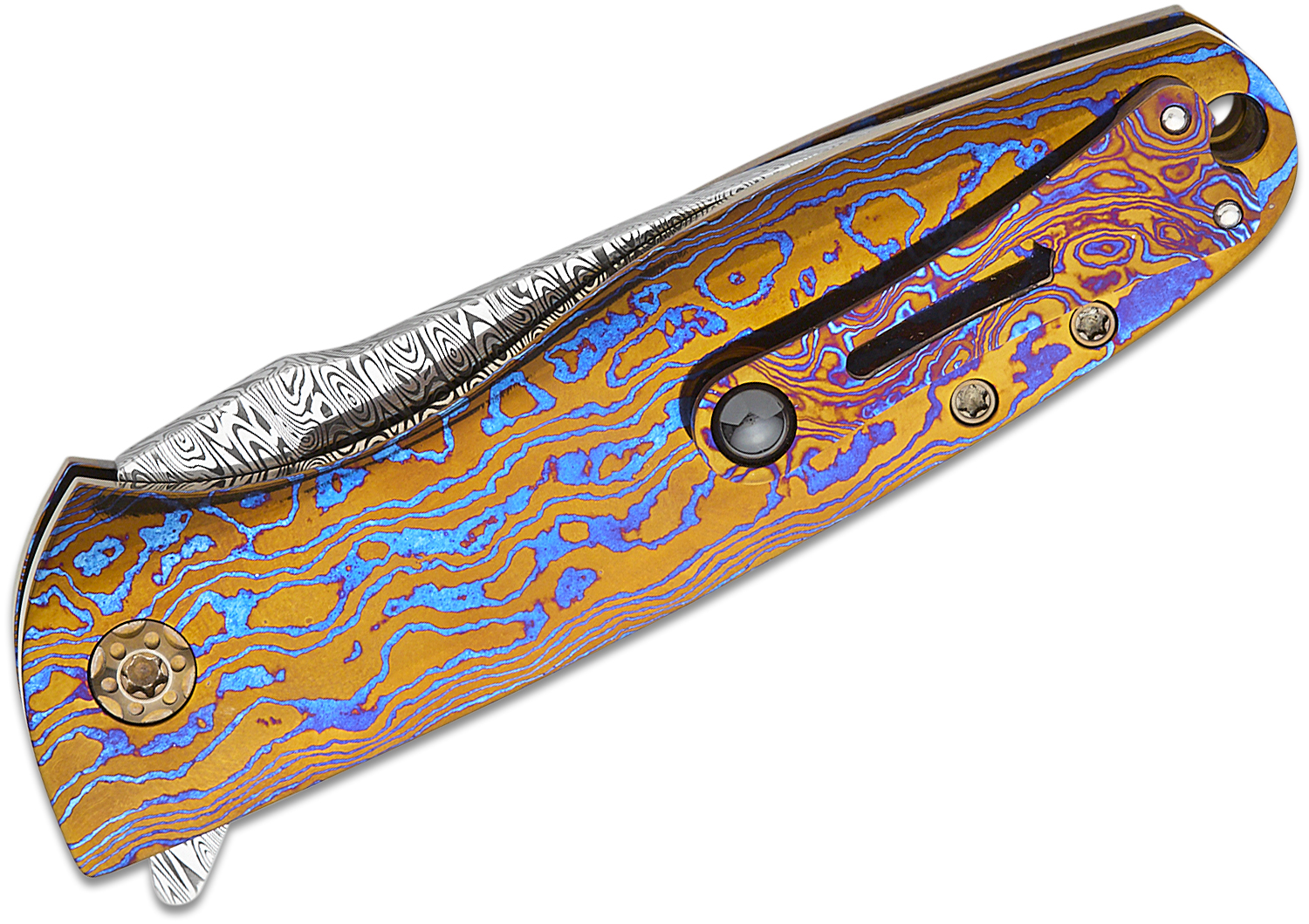 Rod Olson Custom Urban Tac Flipper Knife 3.125" Heimskringla Damasteel ...