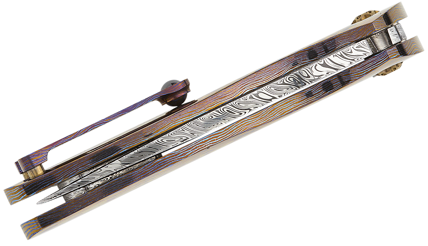 Rod Olson Custom Urban Tac Flipper Knife 3.125" Heimskringla Damasteel ...