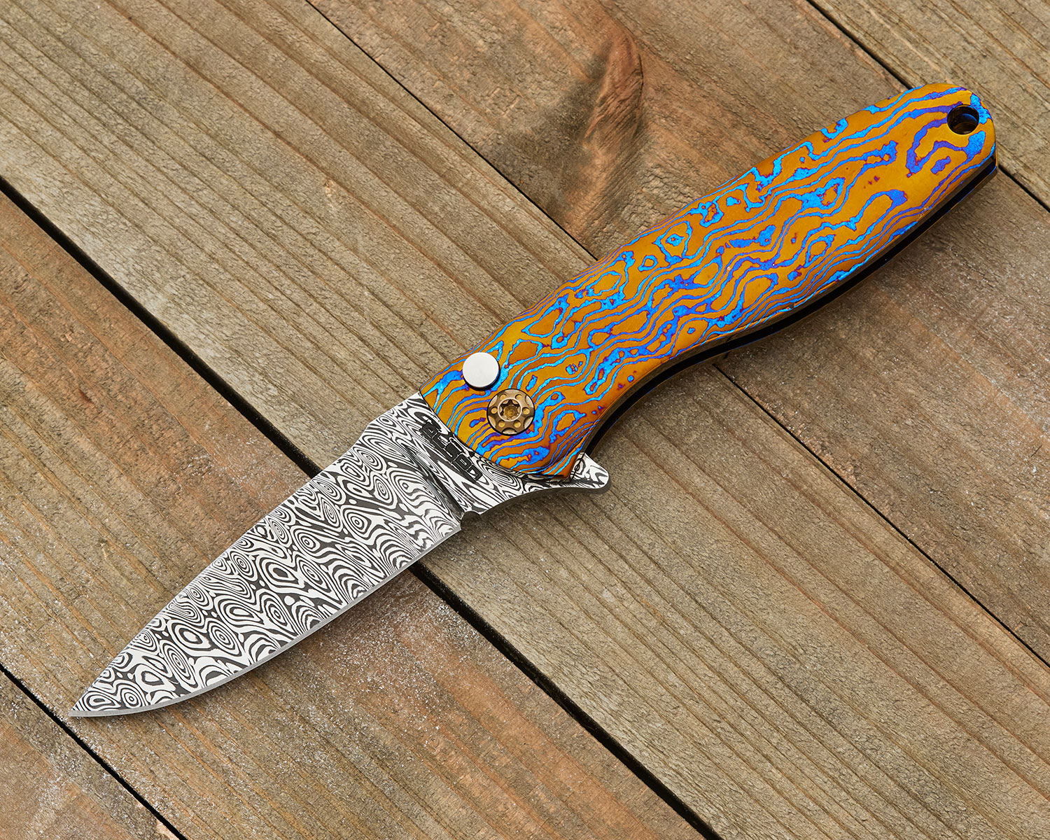 Rod Olson Custom Urban Tac Flipper Knife 3.125" Heimskringla Damasteel ...