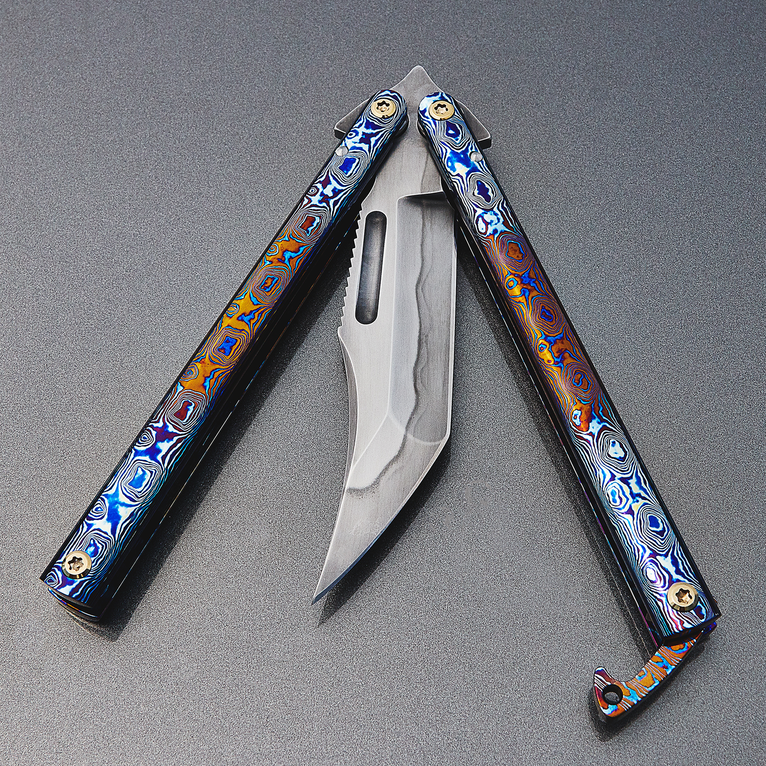 Sergey Rogovets Custom B2 Balisong Butterfly Knife 4.5" 1095 Compound ...