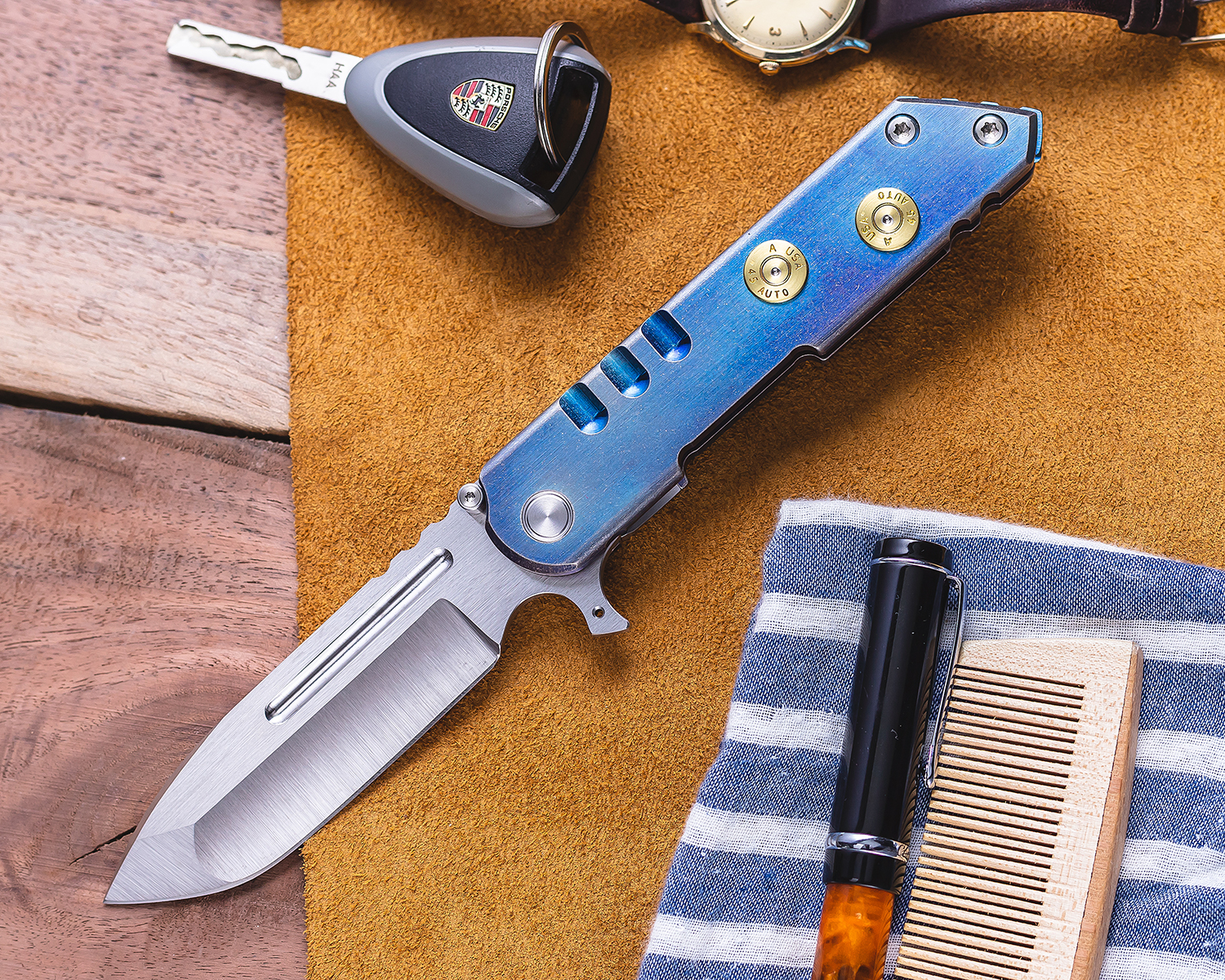 Sergey Rogovets Custom Kentucky Special Double Tap Flipper Knife 3.875 ...