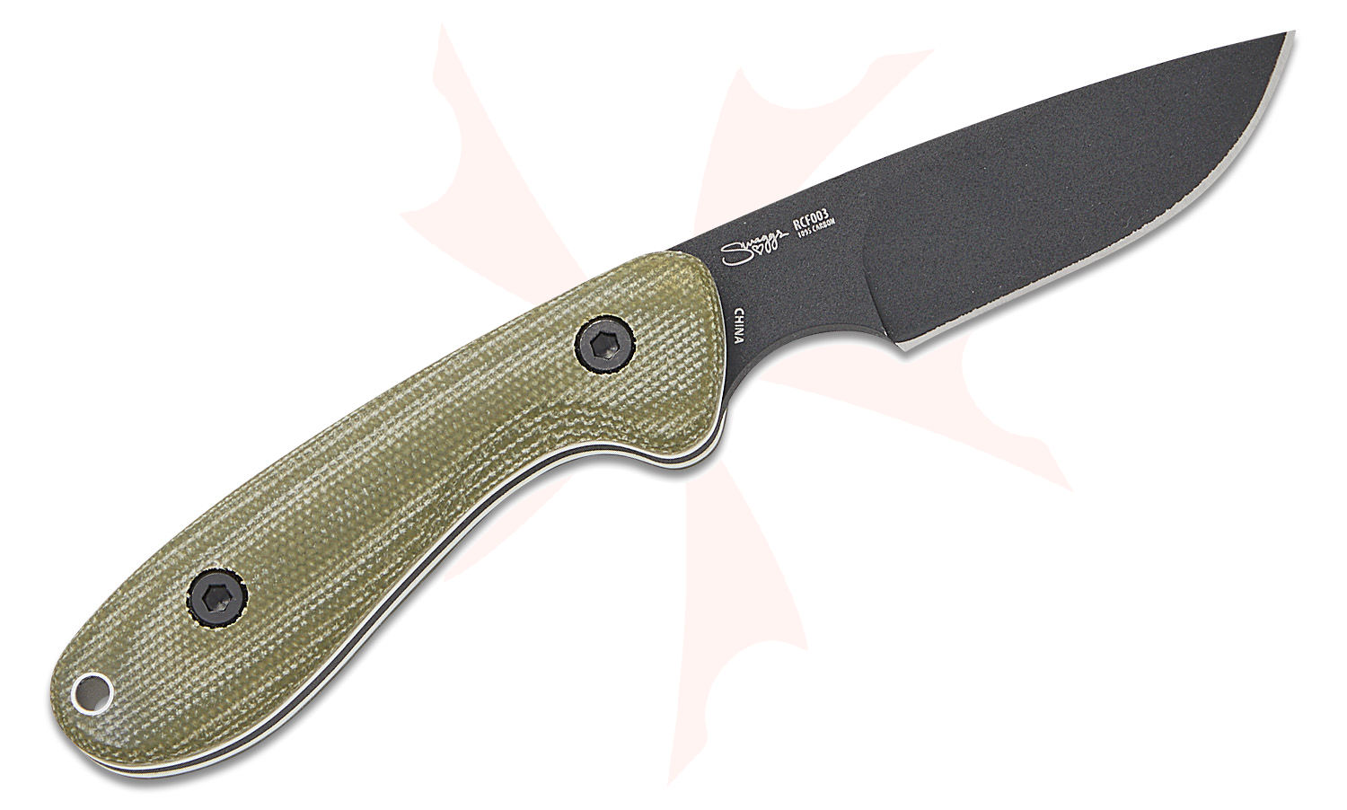 RoseCraft Blades F3 Fixed Blade Knife 3.15" 1095 Black Drop Point Blade ...