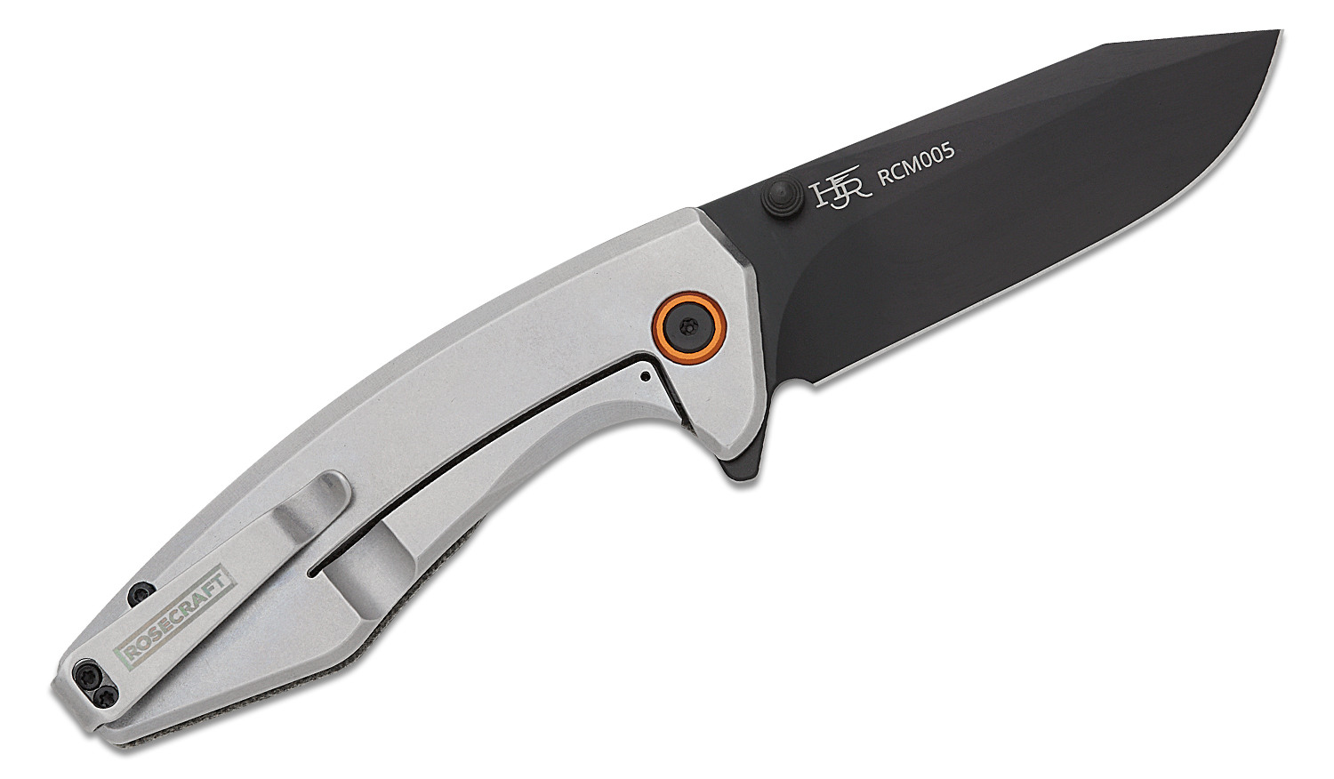 RoseCraft Blades Adjuta Frame Lock Flipper Knife 3.2" RPM9 Black PVD Clip Point Blade, Brown ...