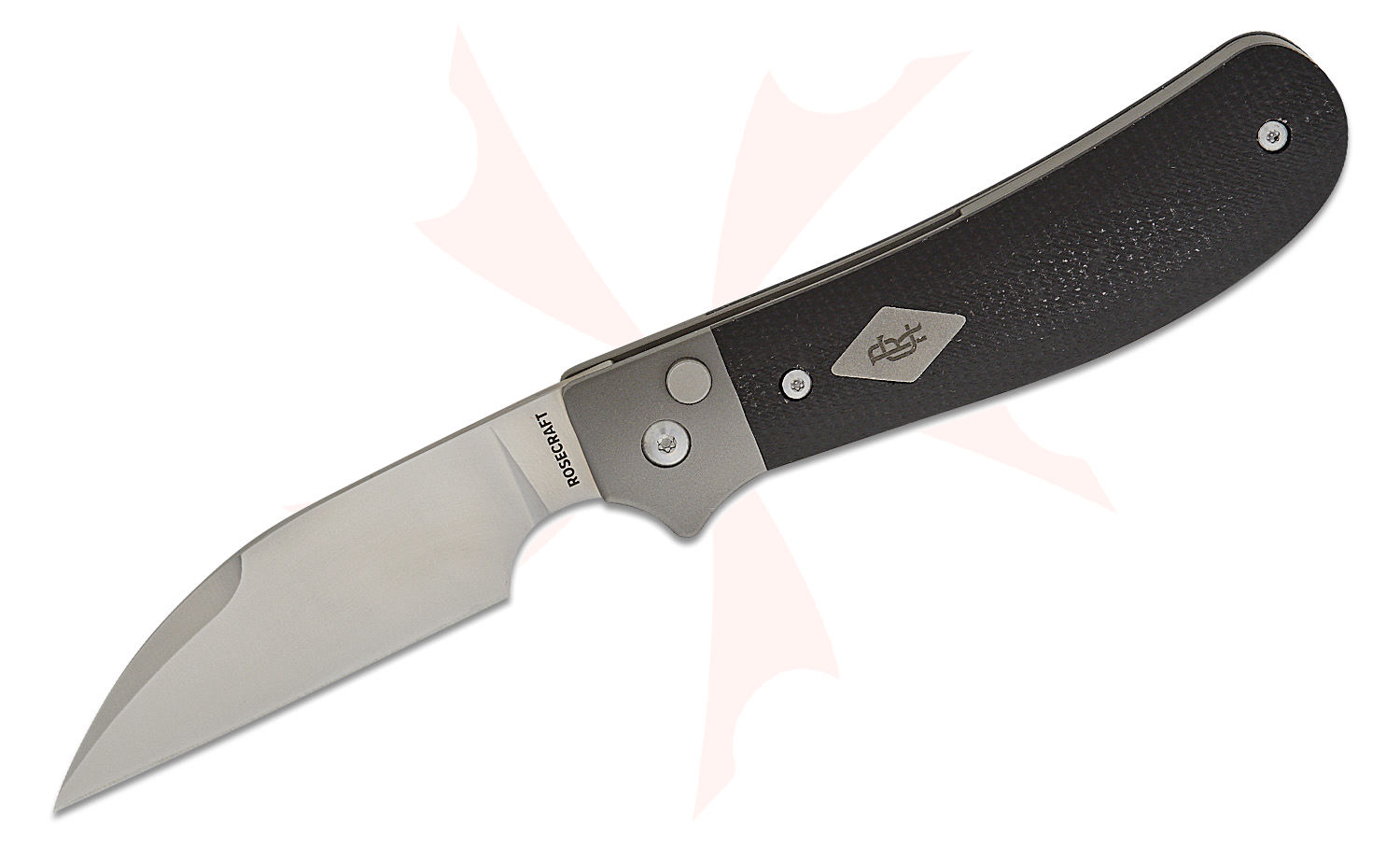 RoseCraft Blades Clinch River Swayback Button Lock Folding Knife 3.125 ...