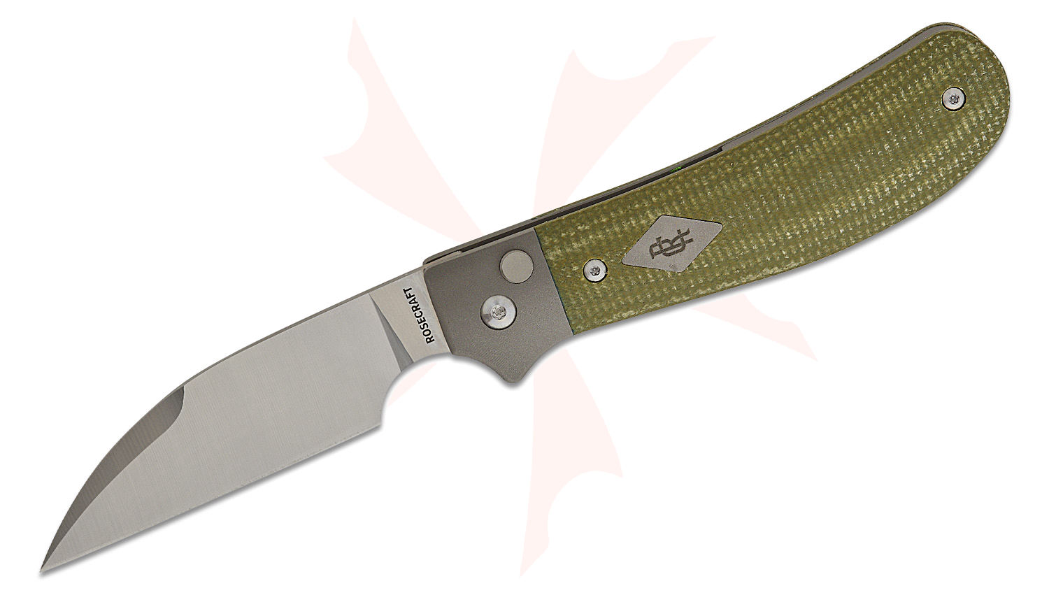 RoseCraft Blades Clinch River Swayback Button Lock Folding Knife 3.125 ...