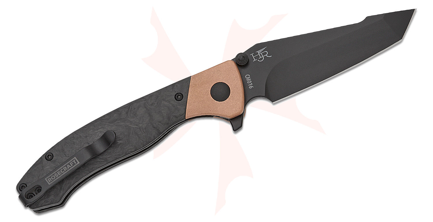 RoseCraft Blades Aeris Rex Liner Lock Flipper Knife 3.45" RPM9 Black PVD Harpoon Tanto Blade ...