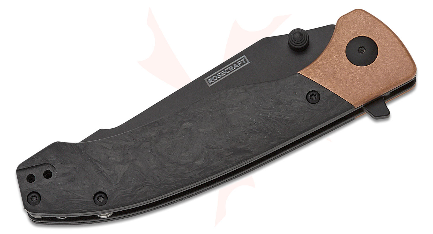 RoseCraft Blades Aeris Rex Liner Lock Flipper Knife 3.45" RPM9 Black PVD Harpoon Tanto Blade ...