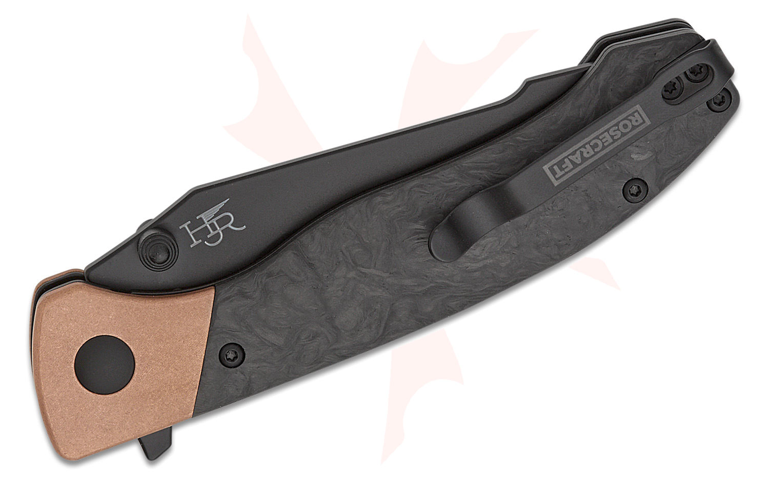 RoseCraft Blades Aeris Rex Liner Lock Flipper Knife 3.45" RPM9 Black PVD Harpoon Tanto Blade ...
