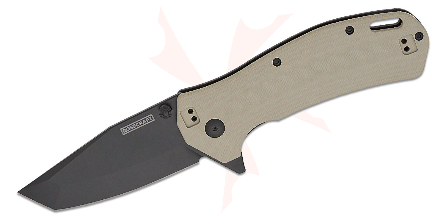 RoseCraft Blades MA-11 Frame Lock Flipper Knife 3.2" RPM9 Black PVD ...