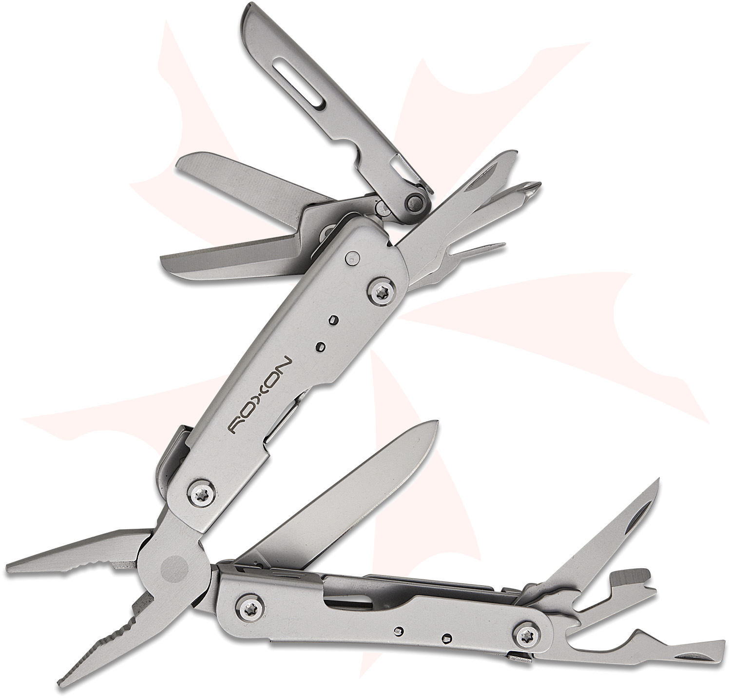 Roxon Tool M2 Mini Multi-Tool, 2.8" Closed, 14 Tools, Stainless Steel Handles, Nylon Sheath ...