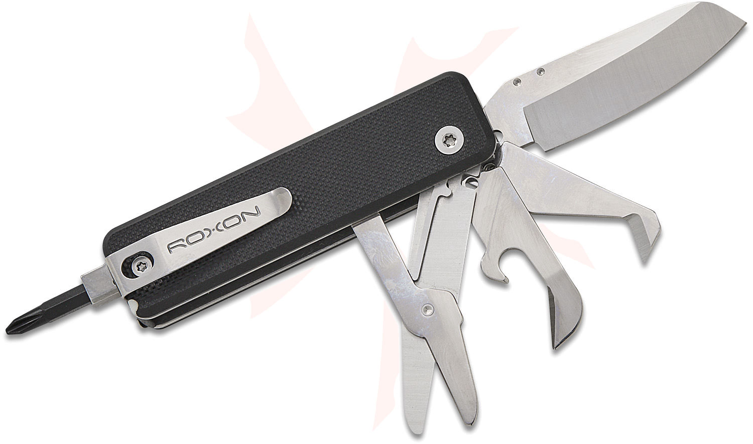 Roxon Tool MINI FLEX Companion Modular One-Handed Multi-Tool, 3.1" Closed, 8 Tools, Black G10 ...