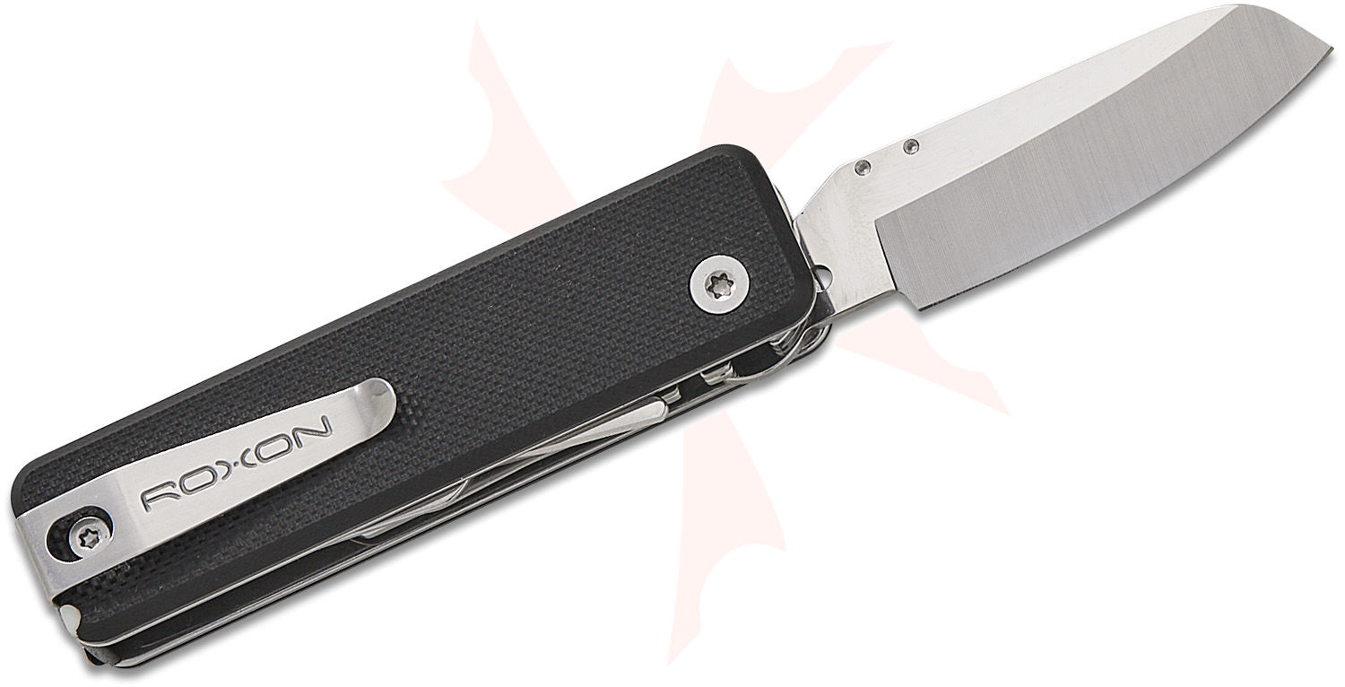 Roxon Tool MINI FLEX Companion Modular One-Handed Multi-Tool, 3.1" Closed, 8 Tools, Black G10 ...