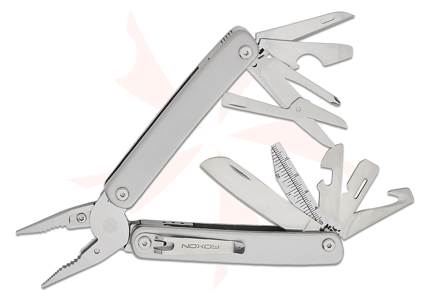 Roxon Tool FLEX Open-Source Modular One-Handed Multi-Tool, 4.21" Closed, 19 Tools, Stainless ...