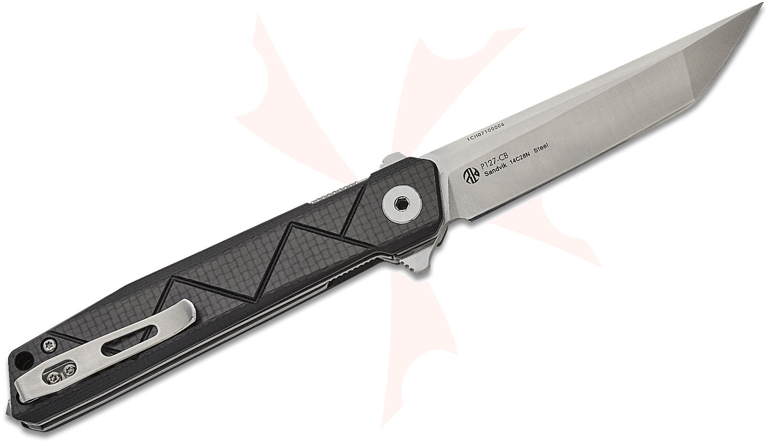 RUIKE Knives P127 Flipper Knife 3.58" 14C28N Satin Tanto Blade, Black ...