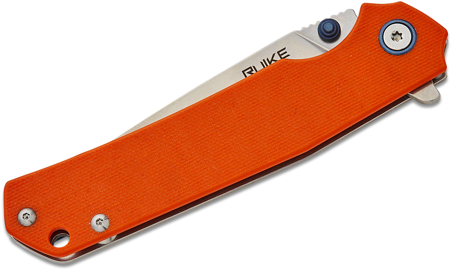 RUIKE Knives P801 Flipper Knife 3.46" 14C28N Stonewashed Blade, Orange G10 and Stonewashed Steel ...