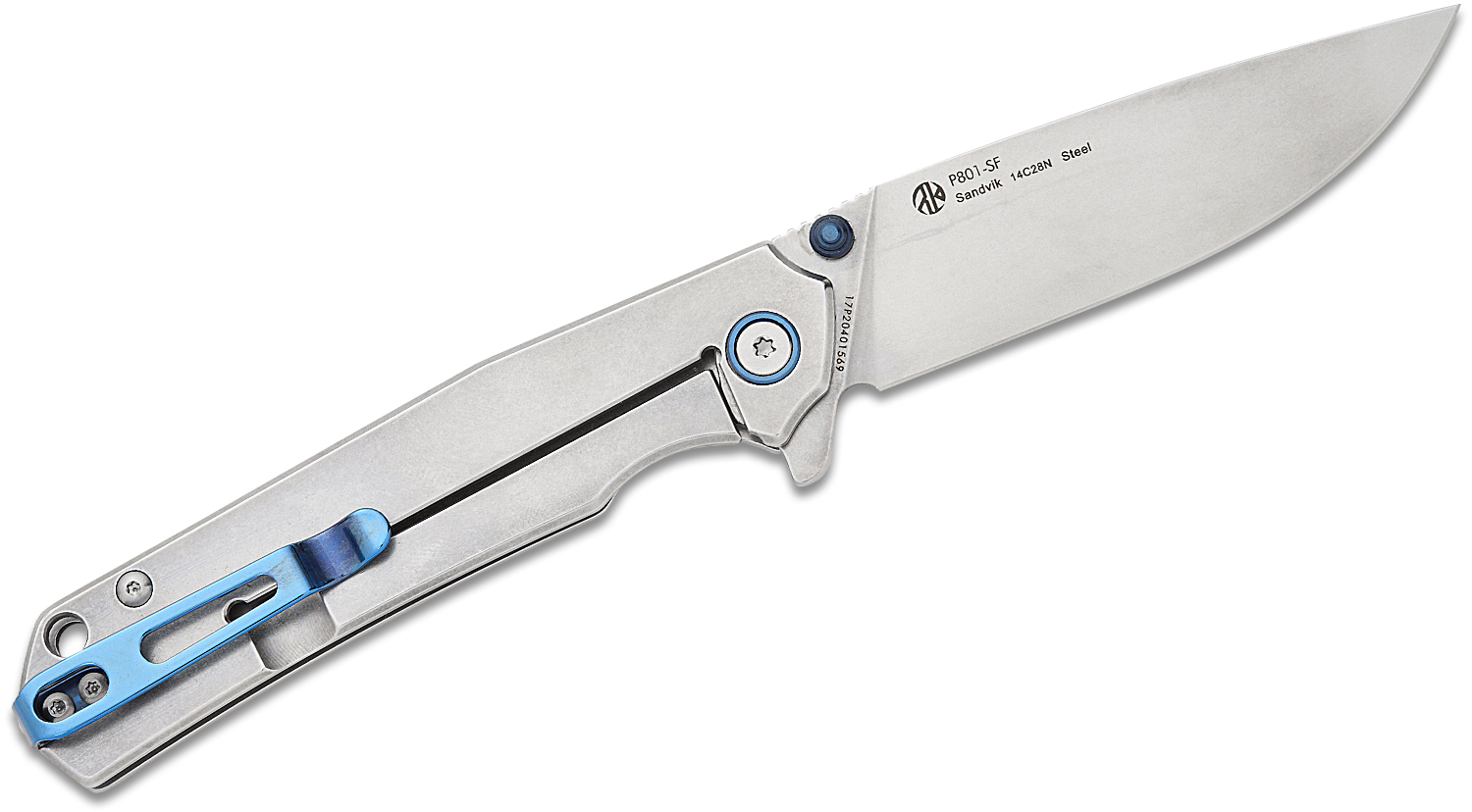 RUIKE Knives P801 Flipper 3.46" 14C28N Stonewashed Blade, Stonewashed Stainless Steel Handles ...