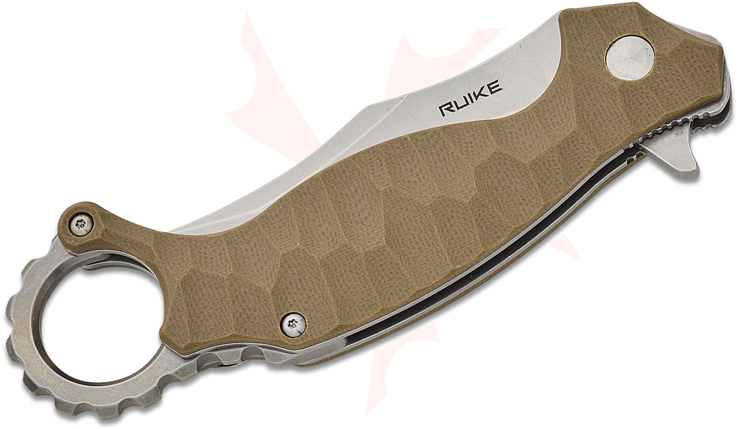 RUIKE Knives P881 Karambit Flipper Knife 2.97" 14C28N Stonewashed Recurve Tanto Blade, Sand G10 ...