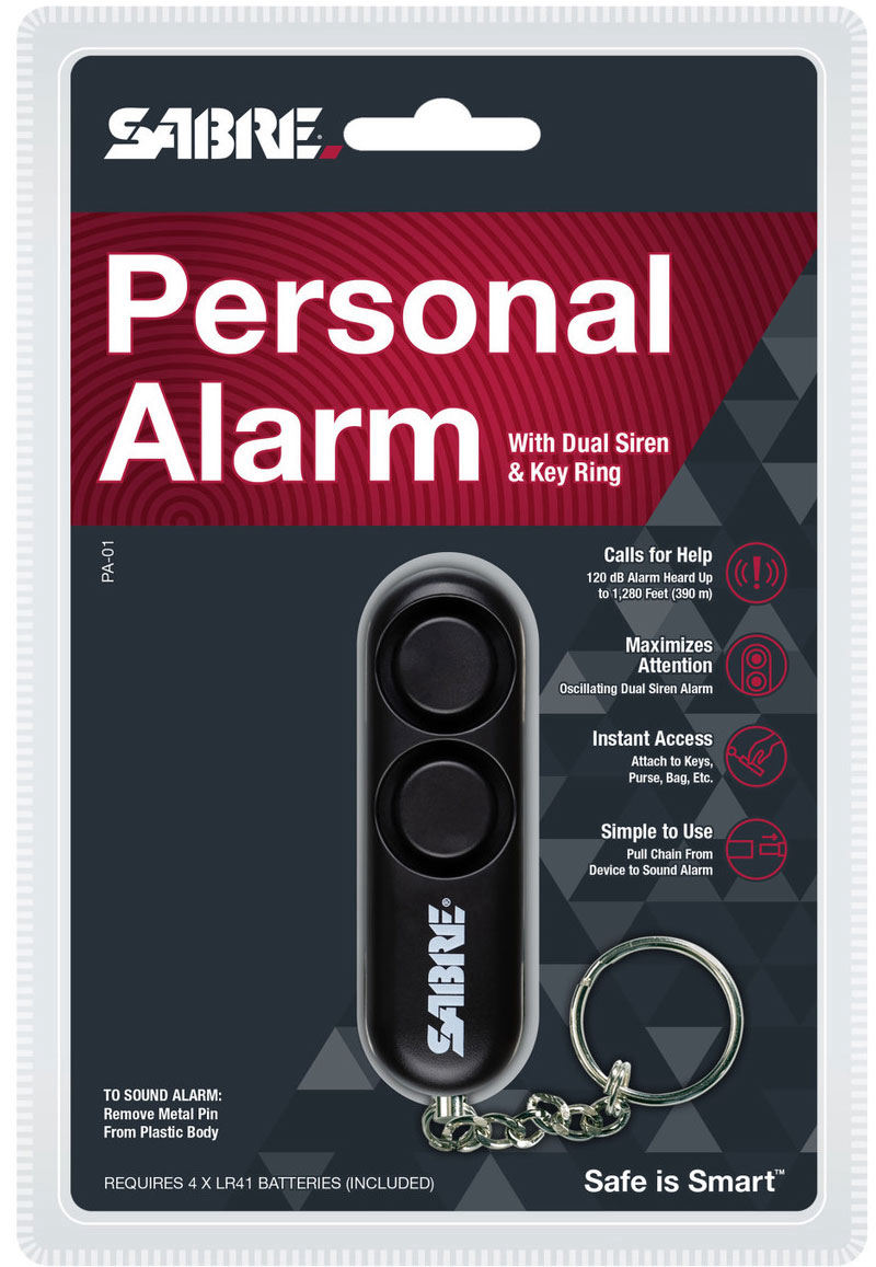 SABRE Personal Alarm with Key Ring, Black - KnifeCenter - PA-01
